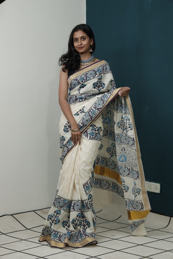 Handprinted Kerala Set Saree: A Perfect Choice for Your Onam Collection – C2 Design Studio